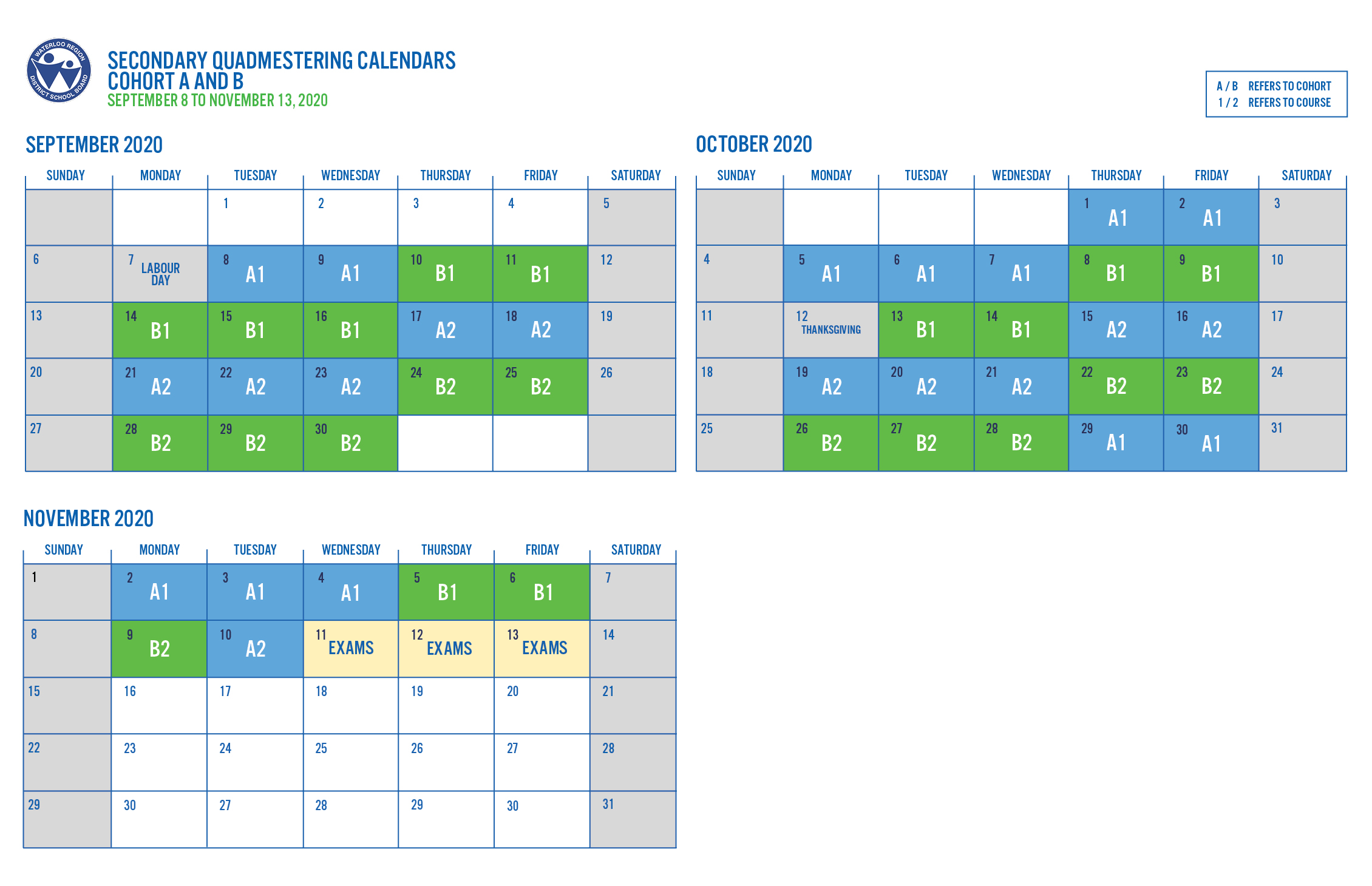 UPDATE Secondary School Quadmester Calendar And Daily Schedule Elmira 